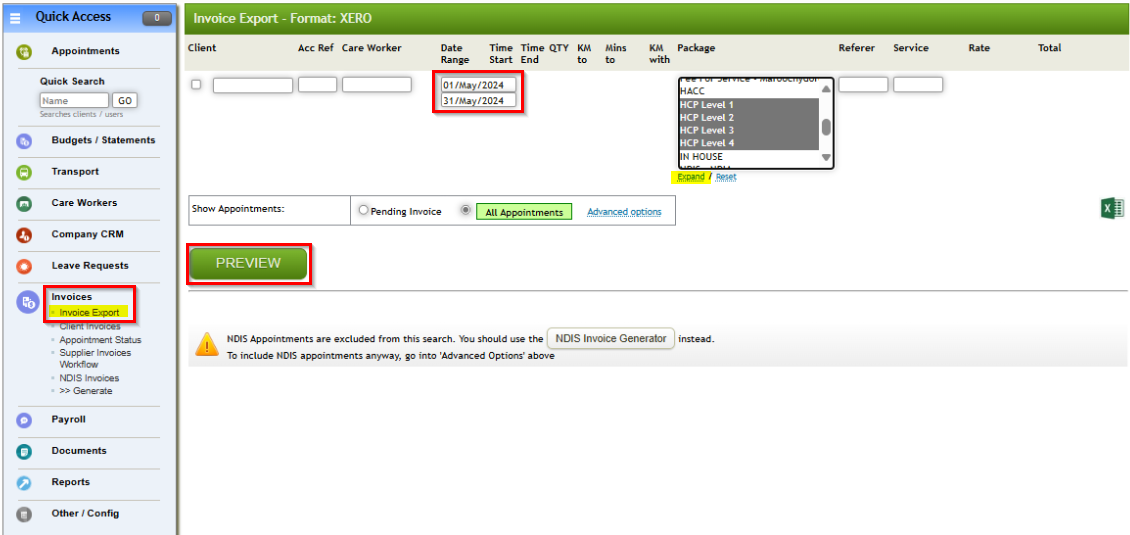 Invoices - Invoice Export – TurnPoint Knowledge Base