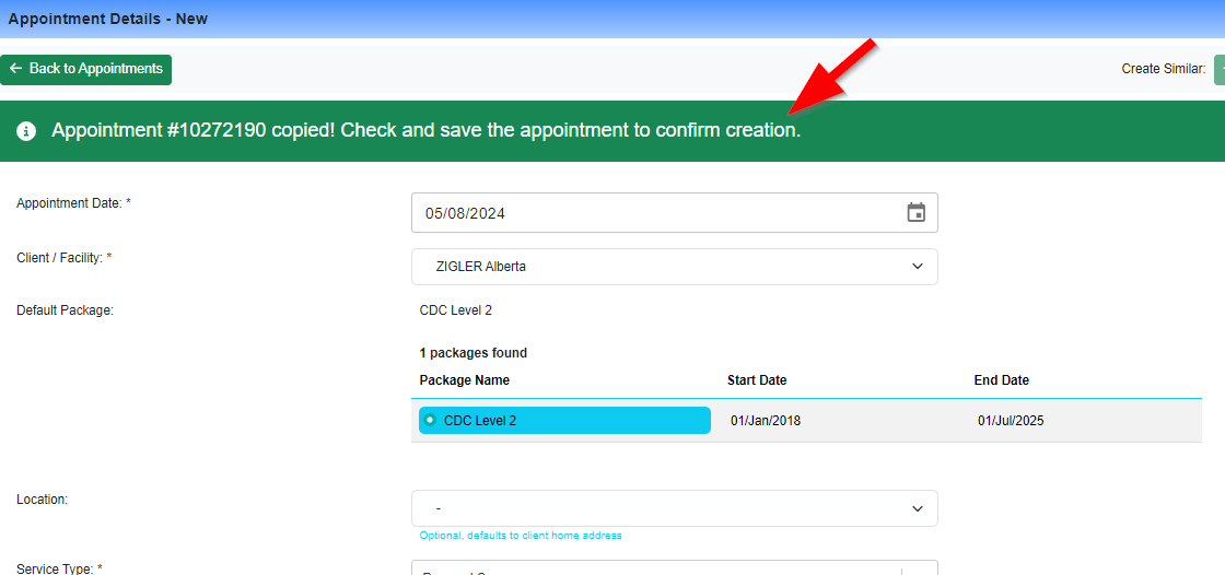 Copying a Single Appointment – TurnPoint Knowledge Base