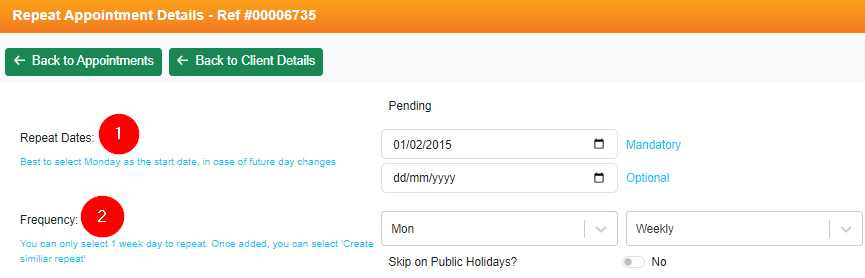 Creating a Repeat Appointment – TurnPoint Knowledge Base
