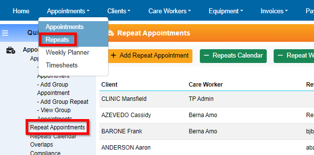 Copying a Repeat Appointment – TurnPoint Knowledge Base