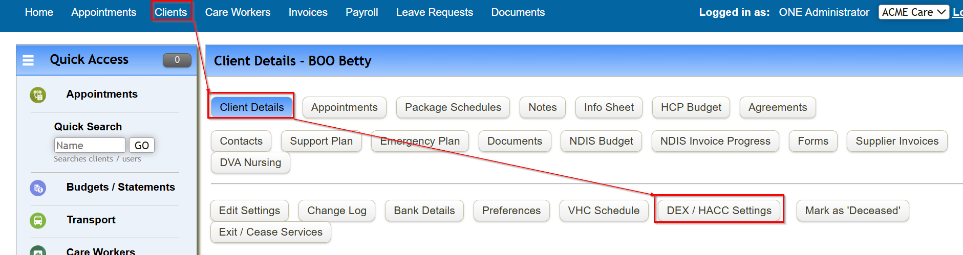 CHSP & HACC DEX Mandatory settings and Reporting – TurnPoint Knowledge Base