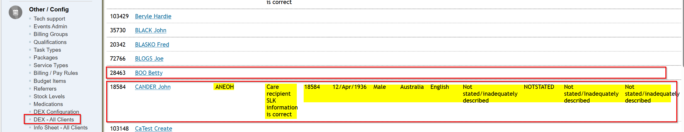 CHSP & HACC DEX Mandatory settings and Reporting – TurnPoint Knowledge Base