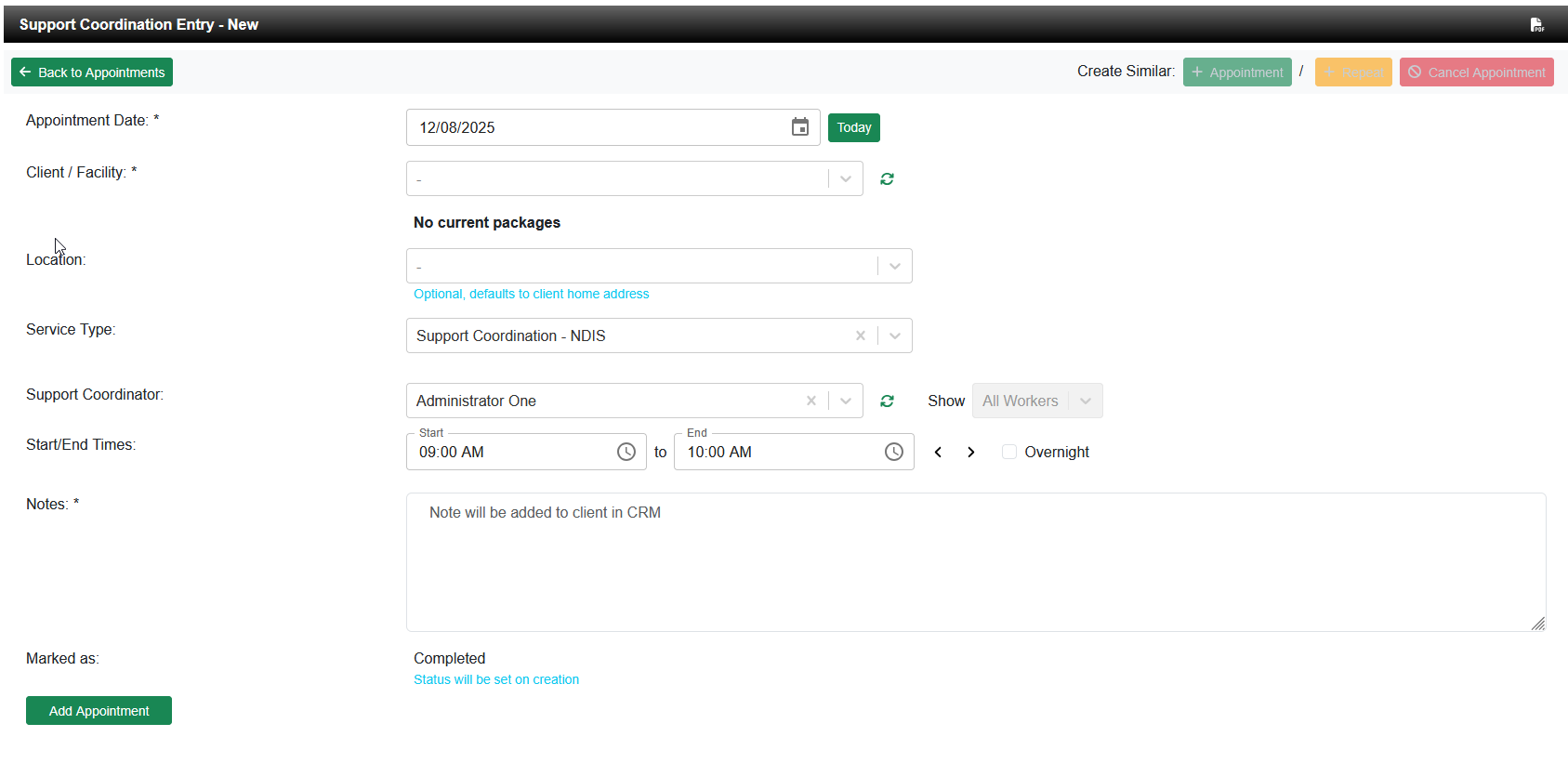 Support Coordination Entry – TurnPoint Knowledge Base