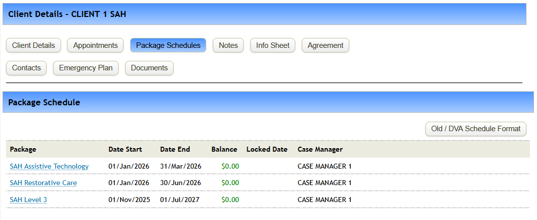 SAH - Package Schedules – TurnPoint Knowledge Base