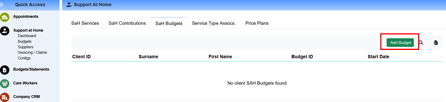 SAH Budgets – TurnPoint Knowledge Base