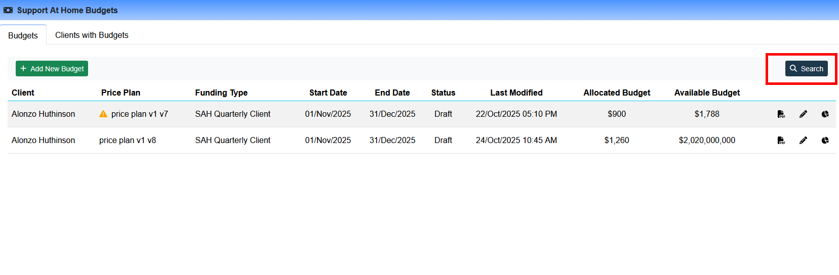 SAH - TP Budgets - Update Price Revision – TurnPoint Knowledge Base