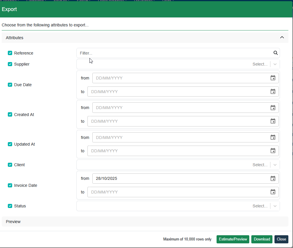 SAH - Supplier Invoices - Exporting – TurnPoint Knowledge Base