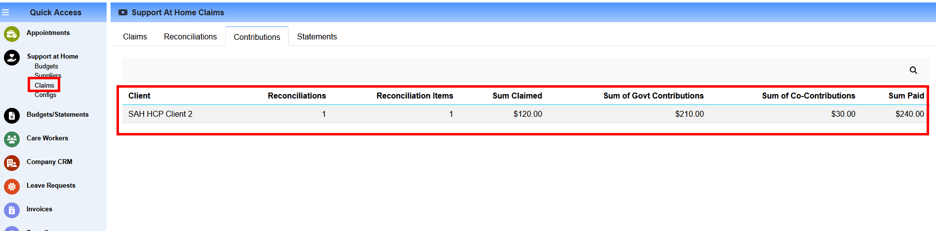 SAH - Client Contributions View – TurnPoint Knowledge Base