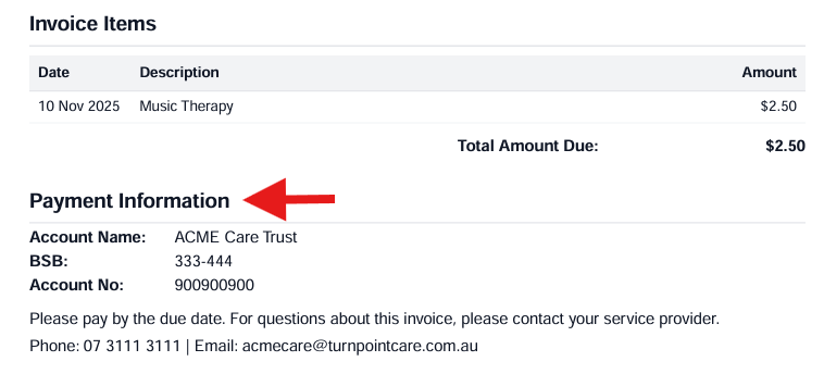 SAH - Co-Contributions Invoice - Adding company payment details ...