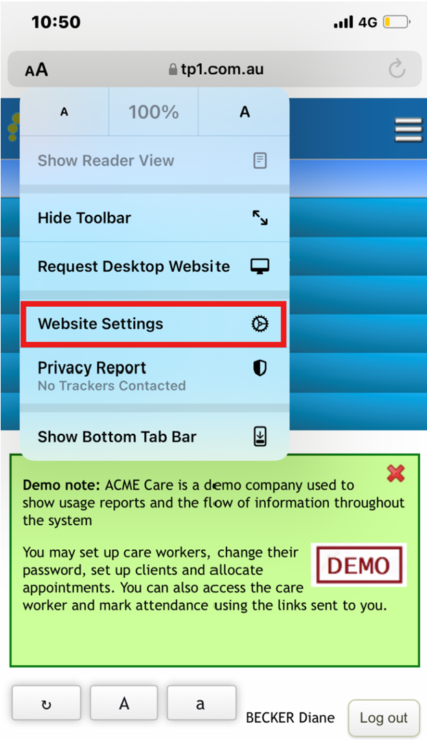 Issue on Mobile interface - GPS Tracking – TurnPoint Knowledge Base