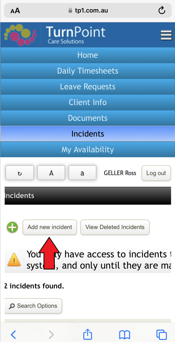 Mobile interface - How to submit incident & hazard report – TurnPoint Knowledge Base
