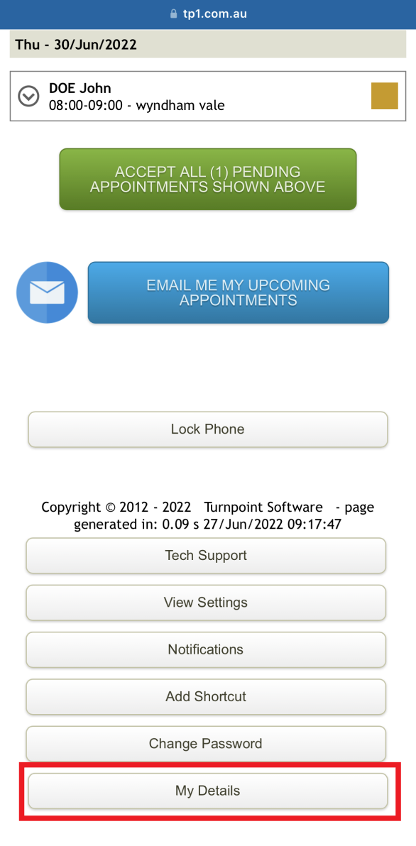 Mobile interface - Find my ID/details – TurnPoint Knowledge Base