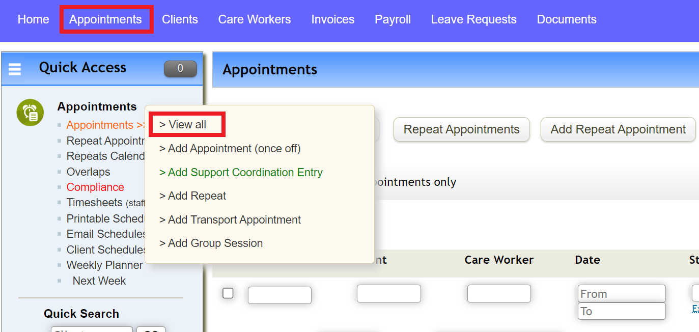 Report/Search for cancelled appointments – TurnPoint Knowledge Base
