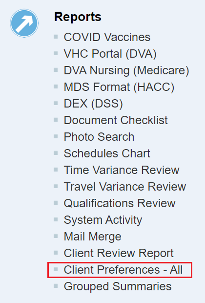 Reports - Client Preferences – TurnPoint Knowledge Base
