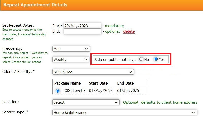 Public Holidays and (Repeat) Appointments - To Skip or Not to Skip! – TurnPoint Knowledge Base