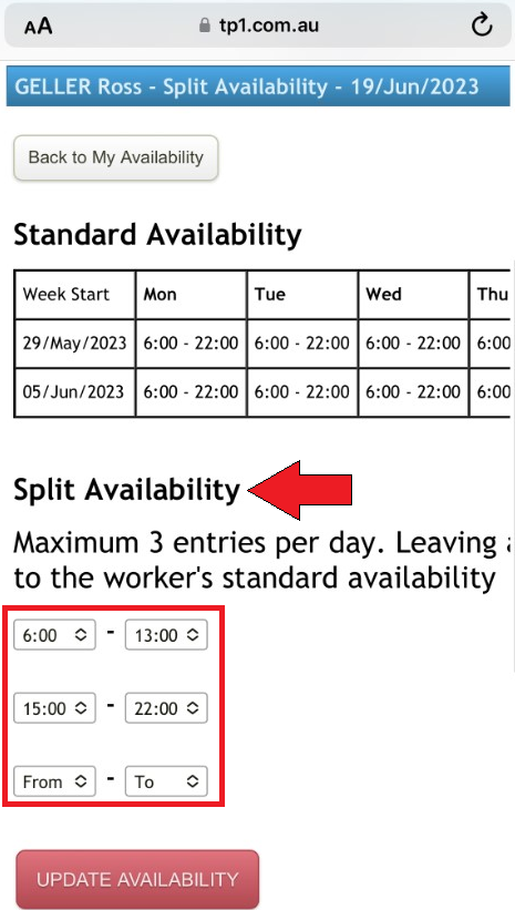 Mobile Interface - Adding Split availability – TurnPoint Knowledge Base