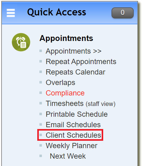 Client Schedules – TurnPoint Knowledge Base