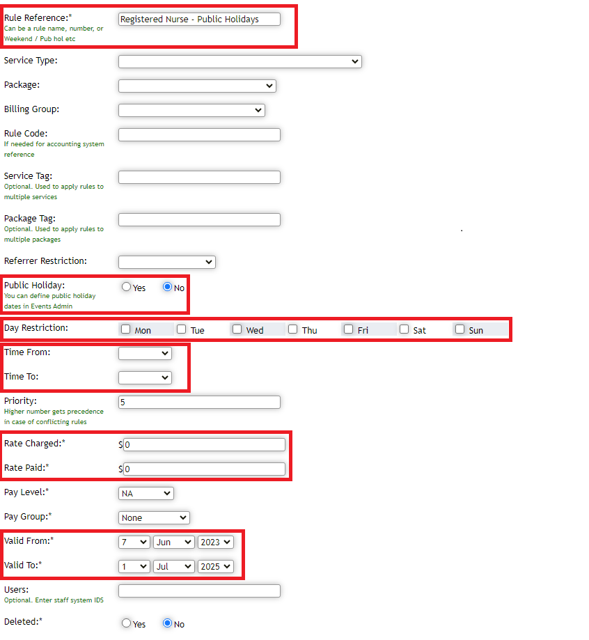 Service Types - Billing / Payroll rules – TurnPoint Knowledge Base
