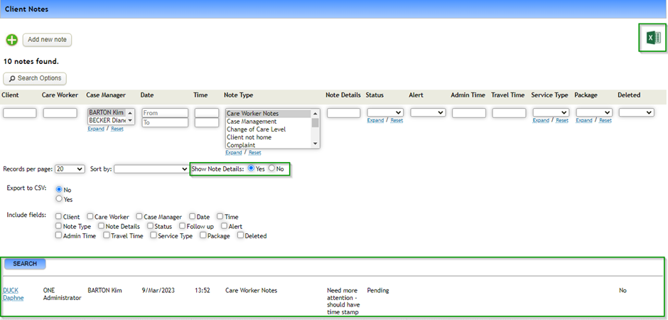 Notes Search Function – TurnPoint Knowledge Base