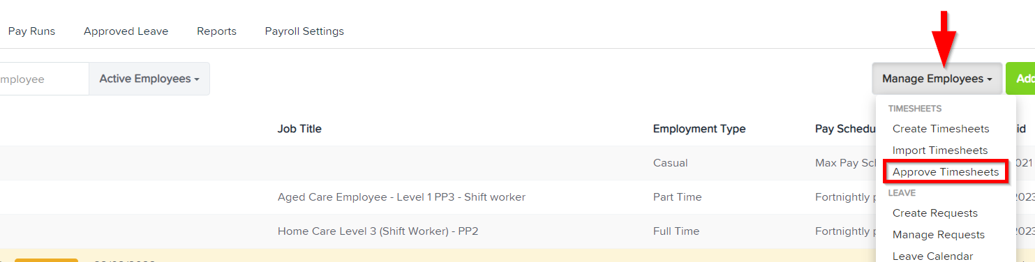 Timesheets - Modifying approved timesheet – TurnPoint Knowledge Base