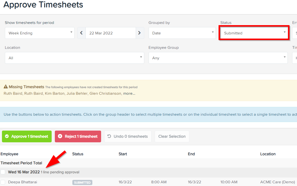 Timesheets - Modifying approved timesheet – TurnPoint Knowledge Base