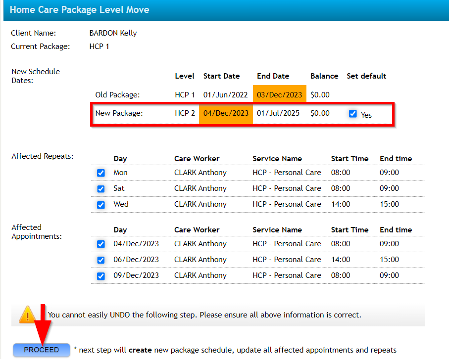Updating client package schedules – TurnPoint Knowledge Base