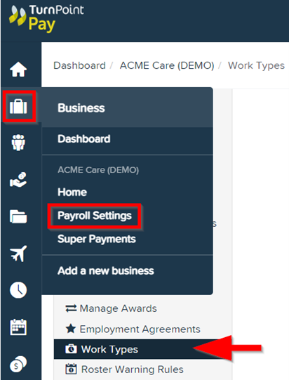 Work Types - For use in timesheets – TurnPoint Knowledge Base