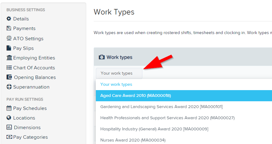 Work Types - For use in timesheets – TurnPoint Knowledge Base