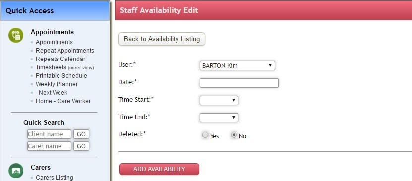 Edit Staff Availability – TurnPoint Knowledge Base