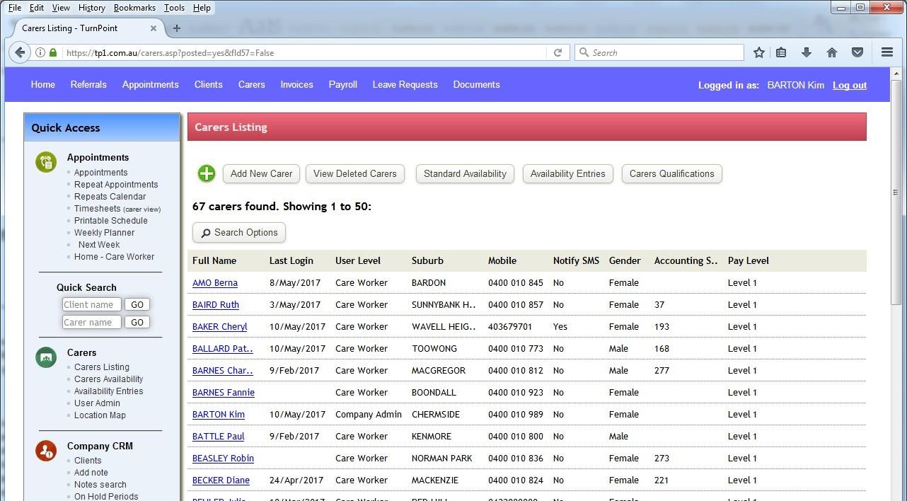 Carer Details – TurnPoint Knowledge Base