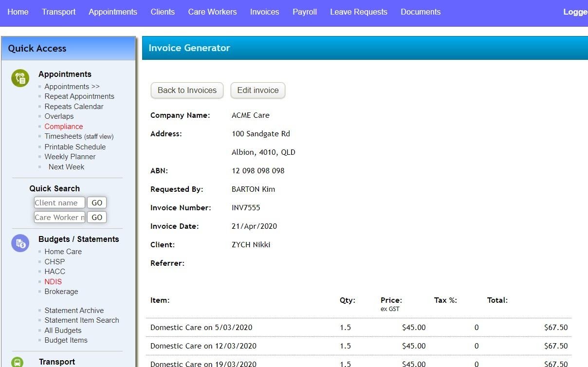 Invoices – TurnPoint Knowledge Base