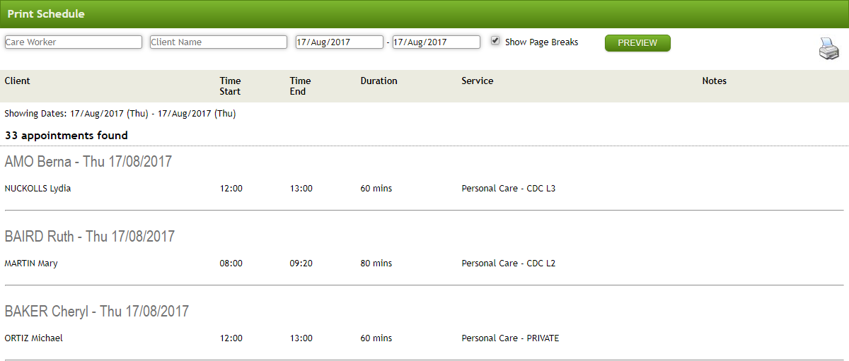 Printable schedule – TurnPoint Knowledge Base