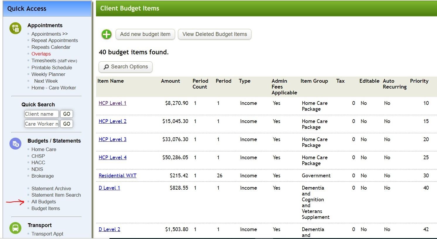 Budgets - Home Care Package – TurnPoint Knowledge Base