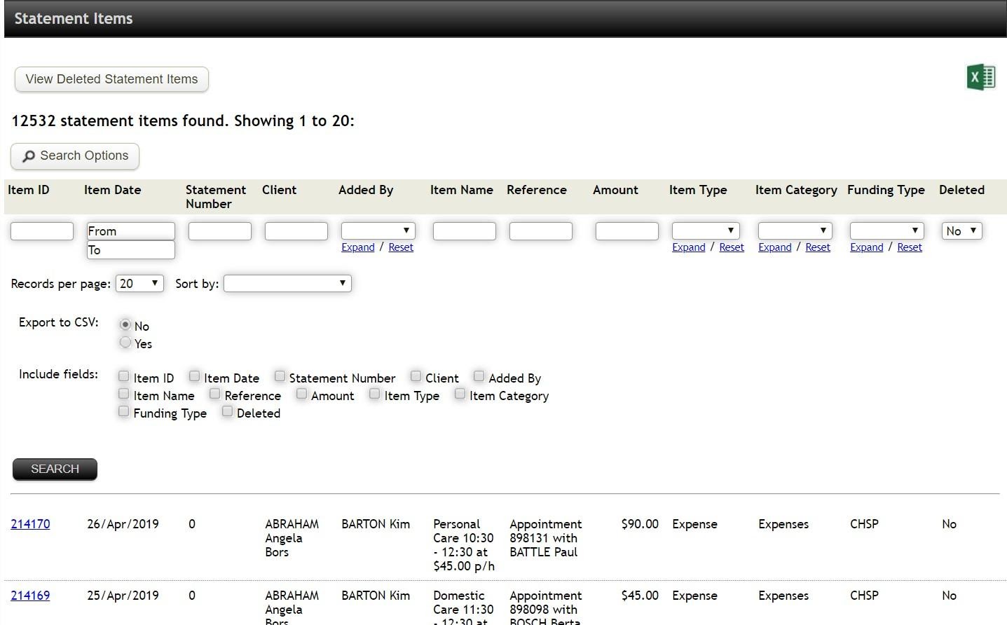 Statement item search – TurnPoint Knowledge Base