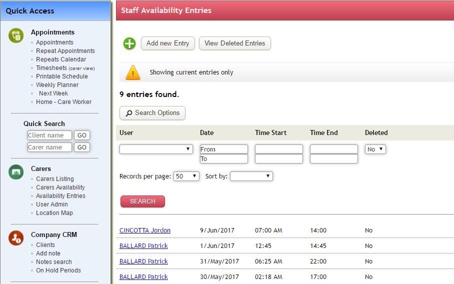 Staff Availability Entries – TurnPoint Knowledge Base