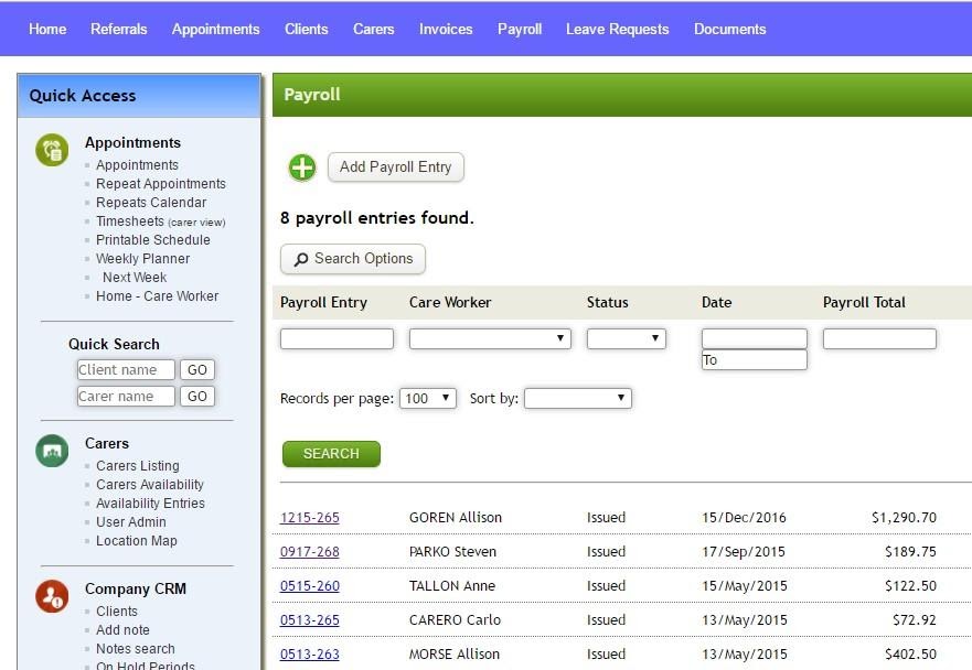 Payroll Entry Listing – TurnPoint Knowledge Base