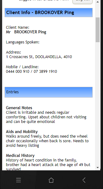 Mobile - Client information – TurnPoint Knowledge Base