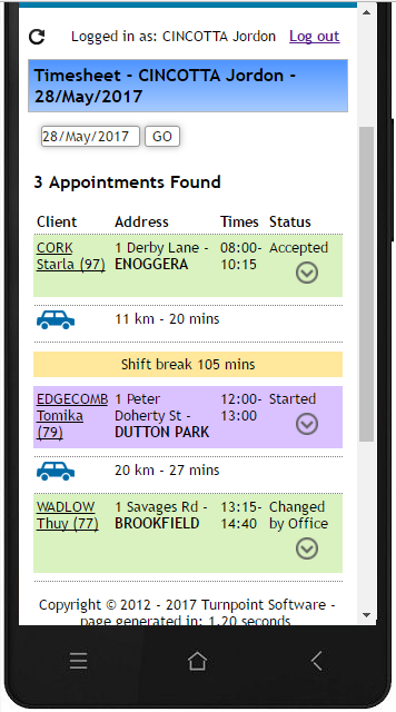 Mobile Appointments - Status – TurnPoint Knowledge Base