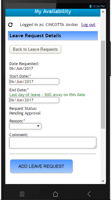 Mobile - Leave requests – TurnPoint Knowledge Base