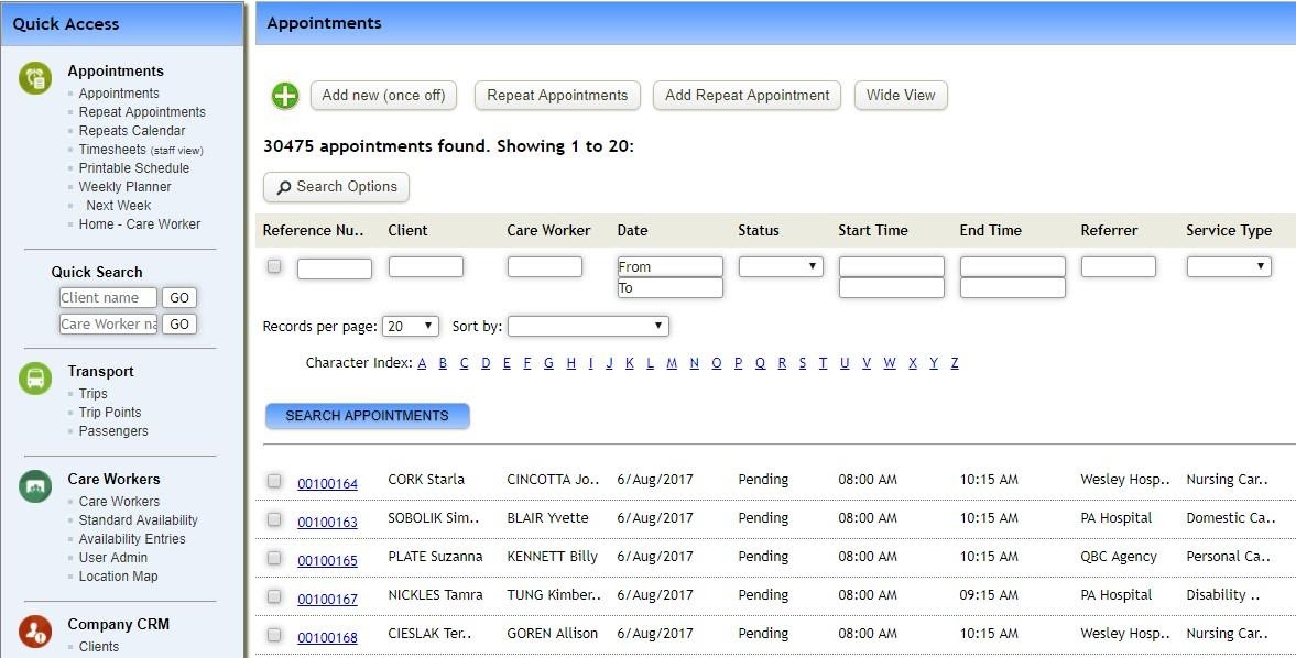 Searching Appointments – TurnPoint Knowledge Base
