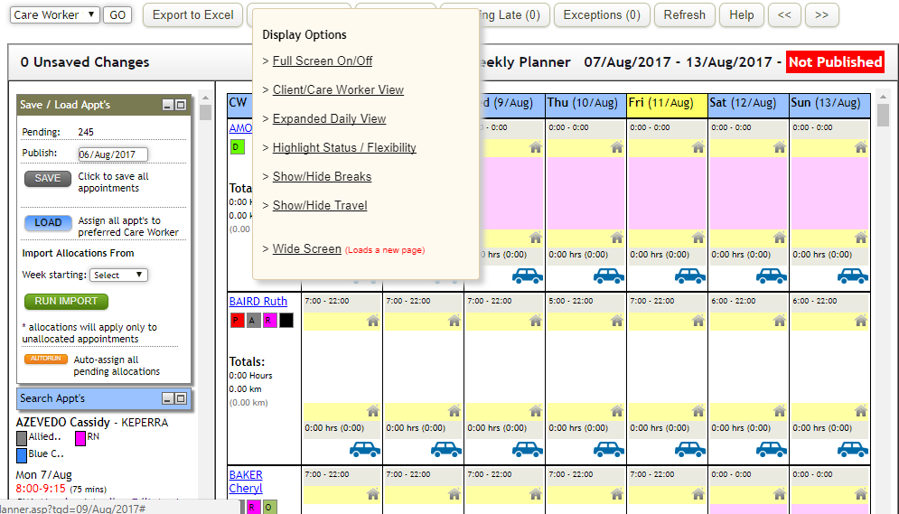 Weekly planner overview – TurnPoint Knowledge Base