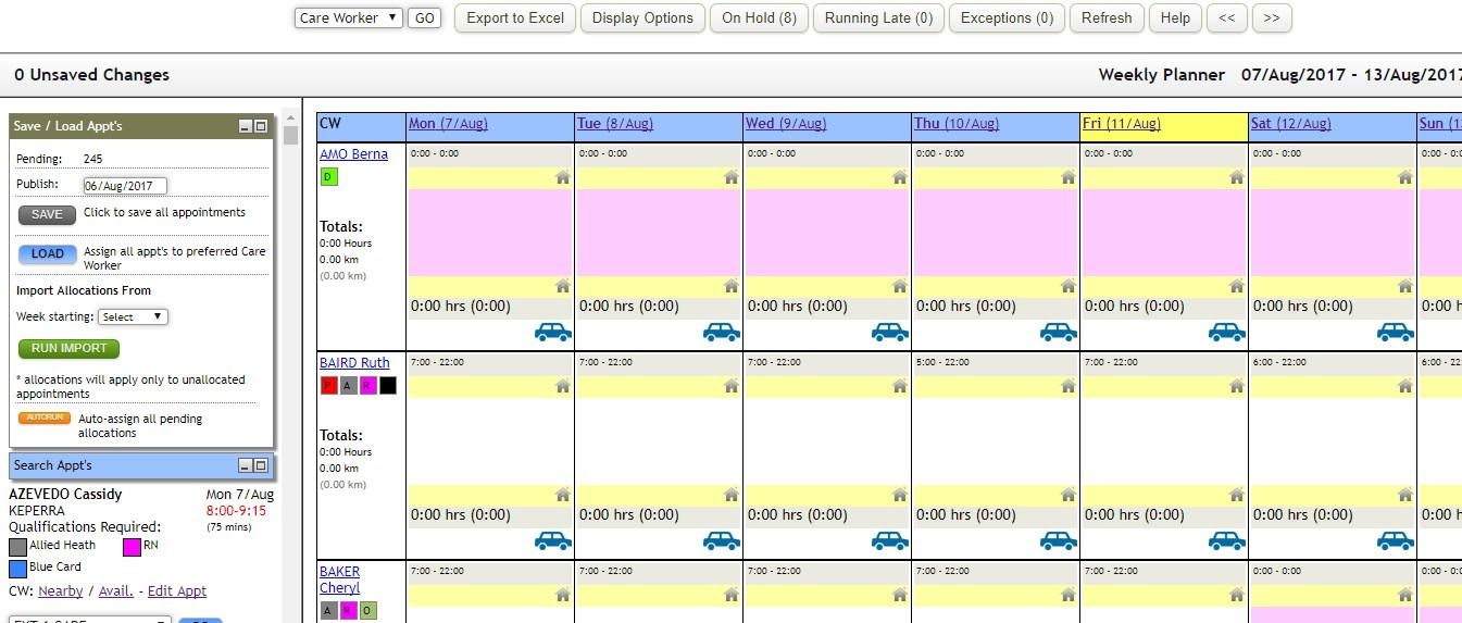 Weekly planner overview – TurnPoint Knowledge Base