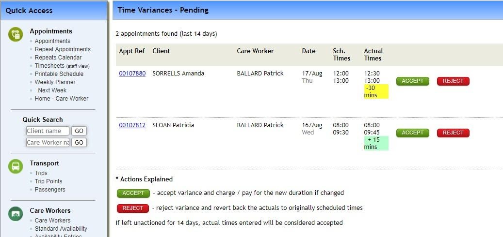 Reports - Time variance review – TurnPoint Knowledge Base