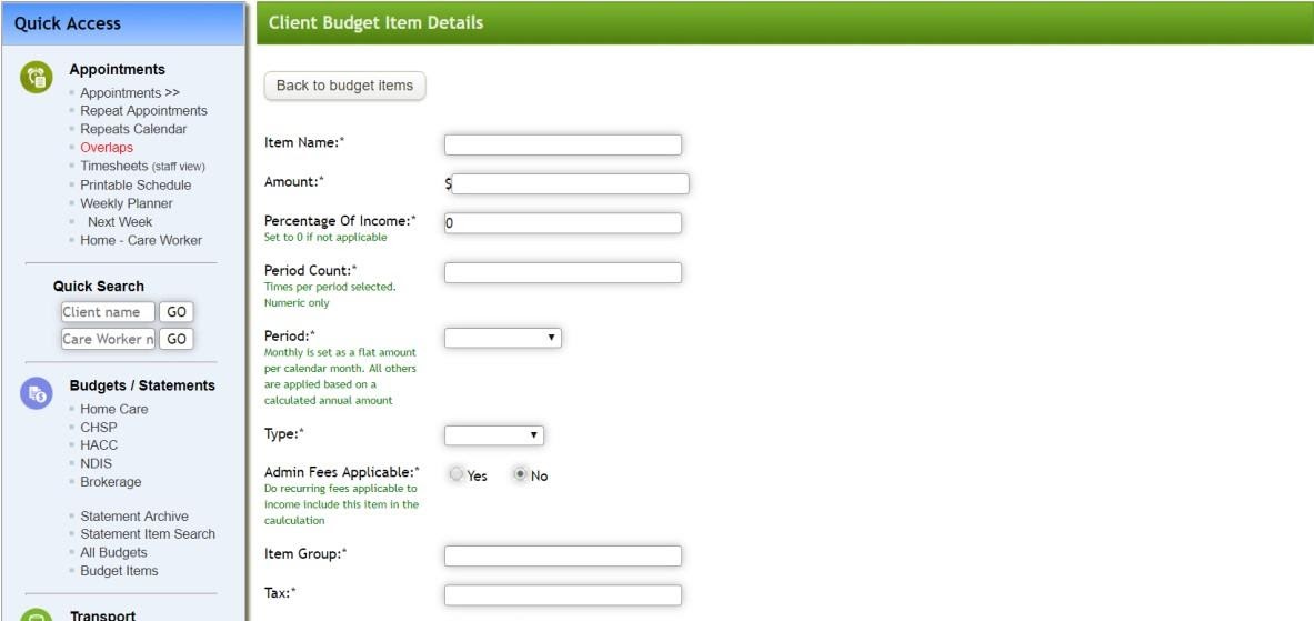 Budgets - Home Care Package – TurnPoint Knowledge Base