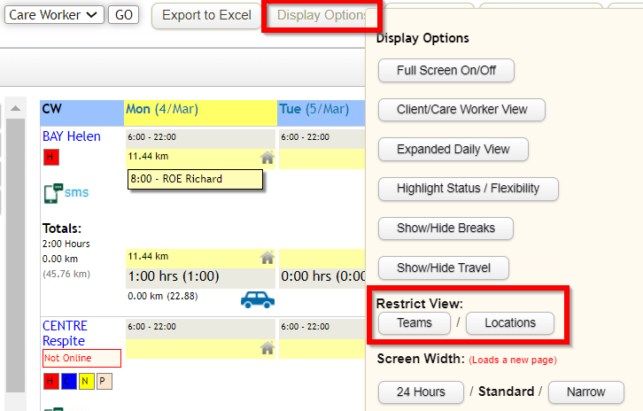 Weekly Planner - Teams restriction view – TurnPoint Knowledge Base